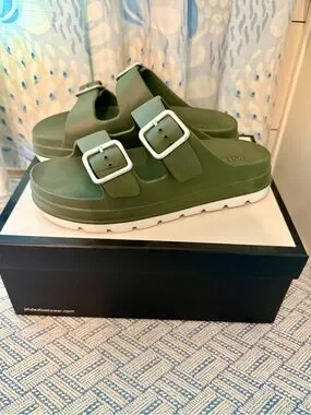 J Slides | Shoes | J Slides Olive Green Dualbuckle Platform Sandals ...